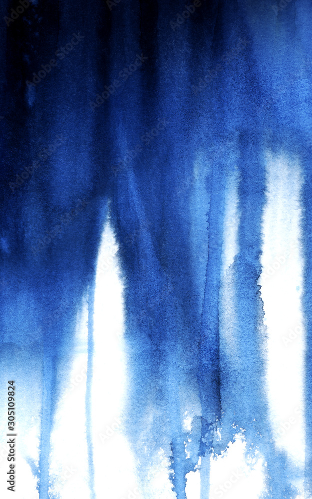 Abstract watercolor vertical background. Saturated deep shades of blue ...