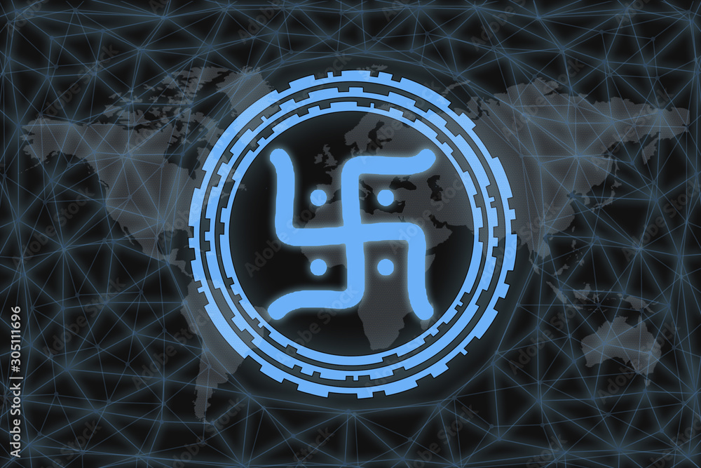 symbol of jainism swastika with modern design. With a dark background ...