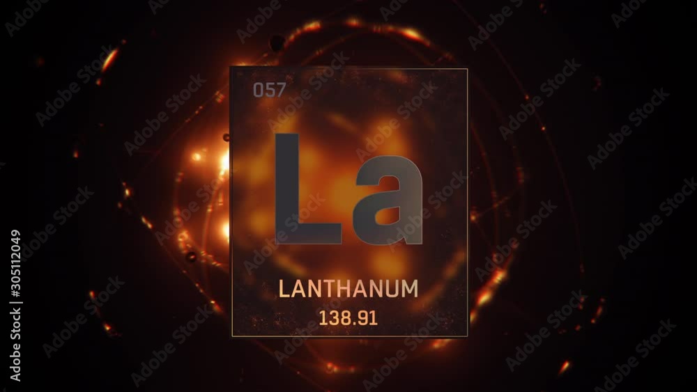 Lanthanum as Element 57 of the Periodic Table. Seamlessly looping 3D ...