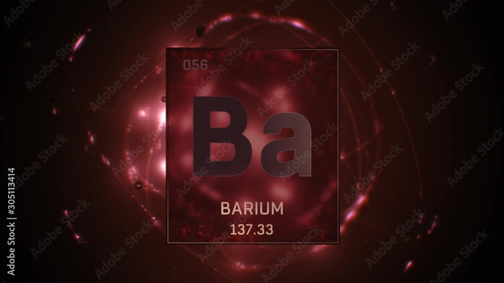 Barium as Element 56 of the Periodic Table. Seamlessly looping 3D ...