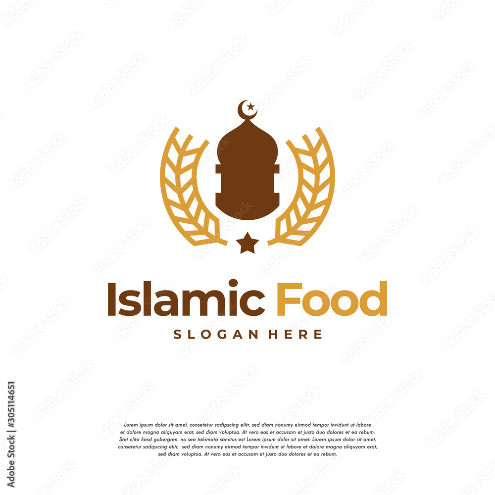 Islamic food market logo designs concept vector, symbol, icon Stock ...