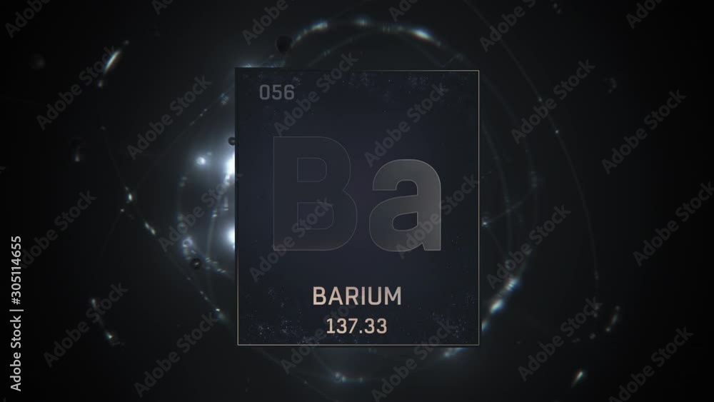 Barium as Element 56 of the Periodic Table. Seamlessly looping 3D ...