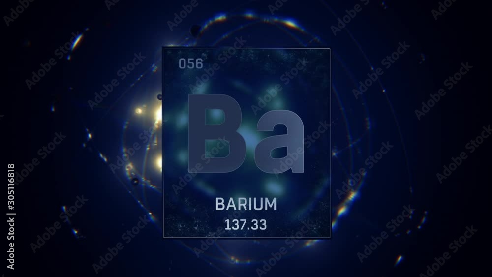 Barium as Element 56 of the Periodic Table. Seamlessly looping 3D ...