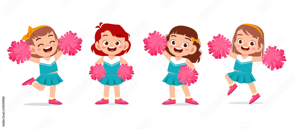 happy cute girl wear cheerleader cute uniform set Stock Vector | Adobe ...