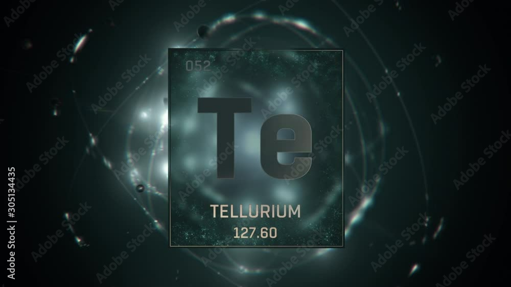 Tellurium as Element 52 of the Periodic Table. Seamlessly looping 3D ...