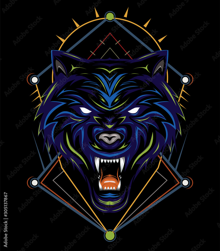 Blue wolf vector illustration, head wolves Stock Vector | Adobe Stock