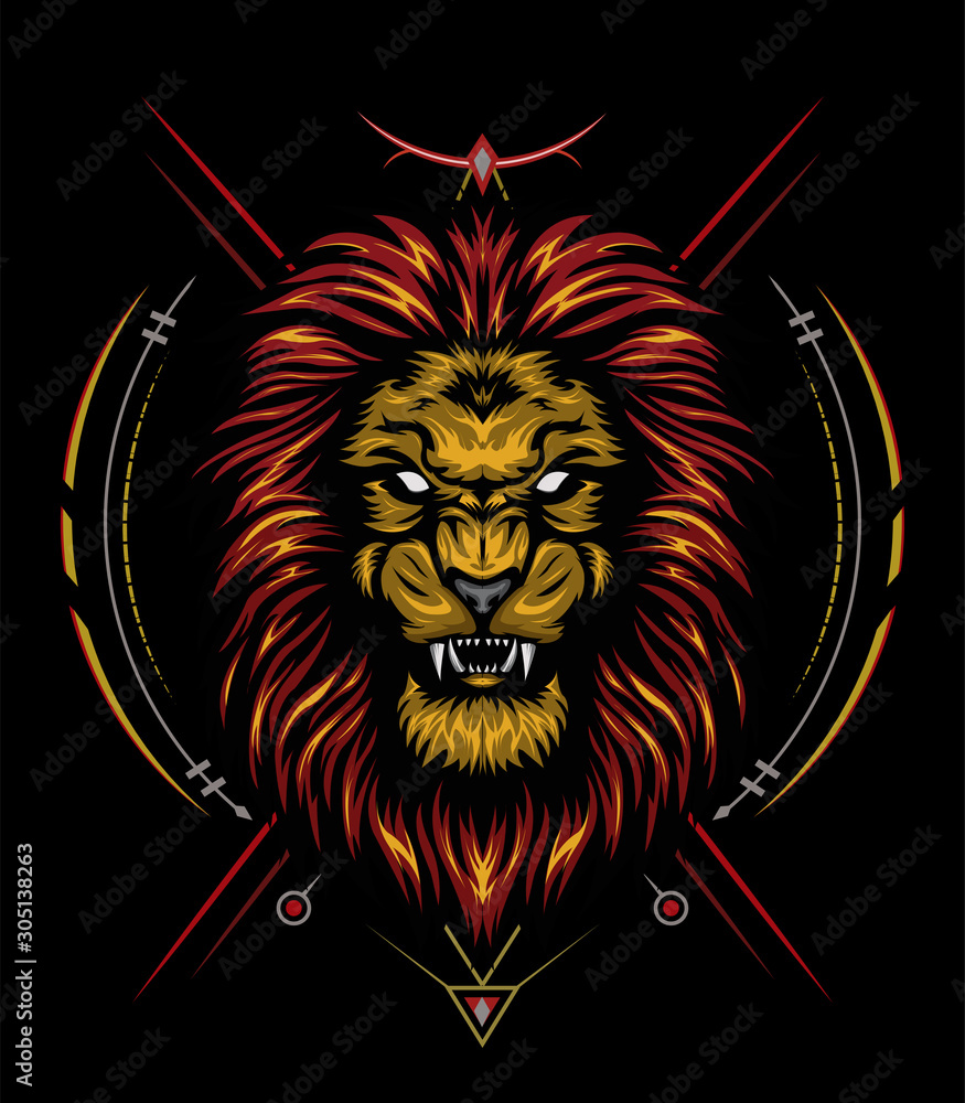 roaring lion logo king gold on black background vector download. Stock ...