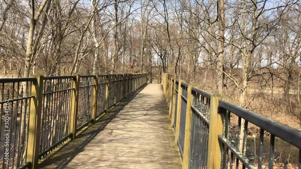 Shallow creek in Sharon Woods park in an autumn morning walk, on the ...