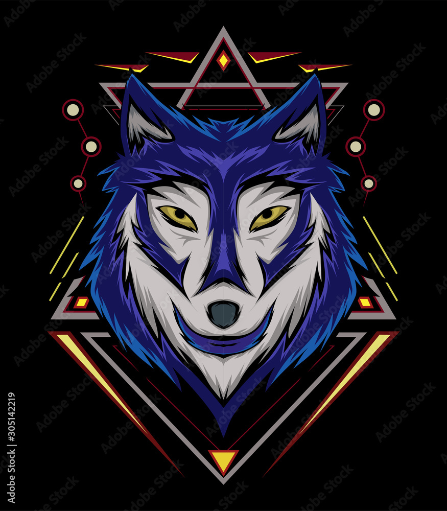 wolf vector logo design inspiration. Blue wolf vector illustration ...
