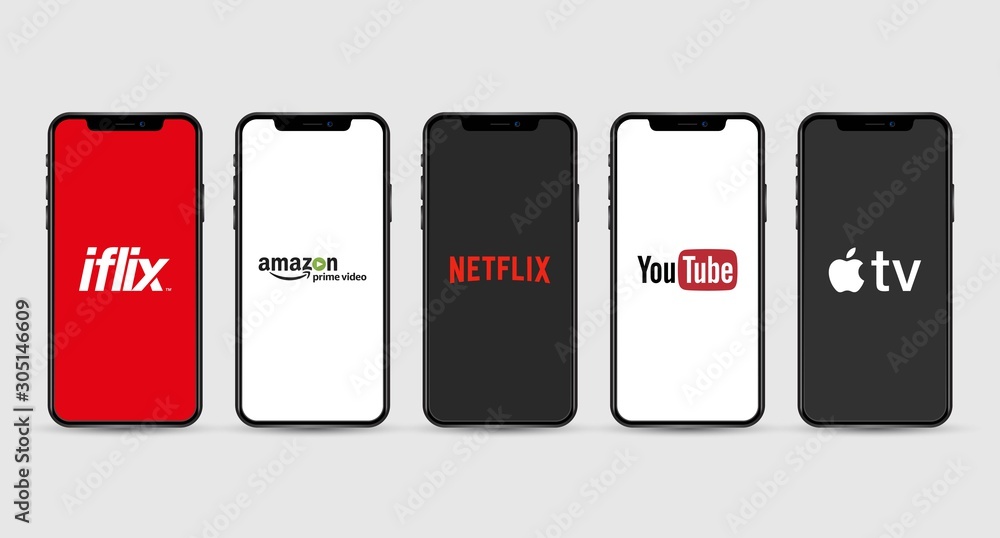 Apple Iphone with different mobile application of popular video ...
