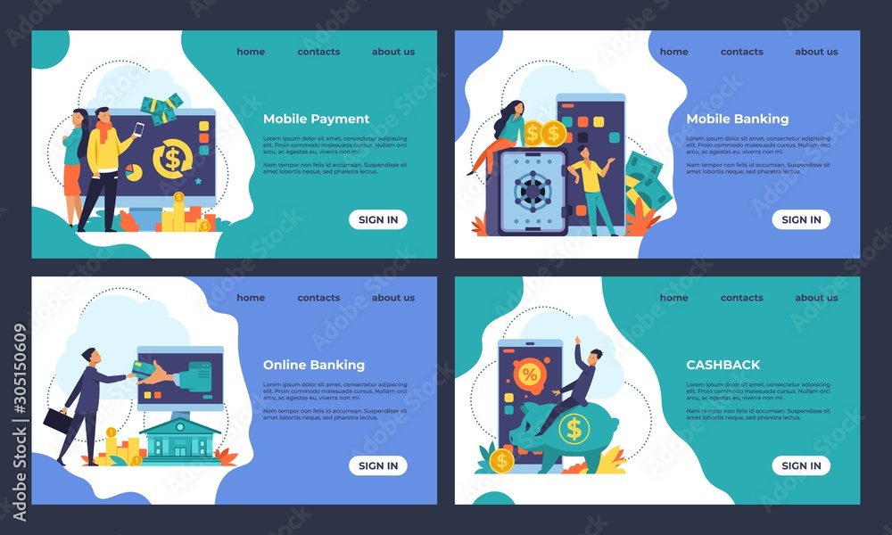 Online banking landing page. Financial consulting, internet payment and ...