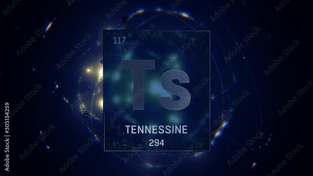 Tennessine as Element 117 of the Periodic Table. Seamlessly looping 3D ...