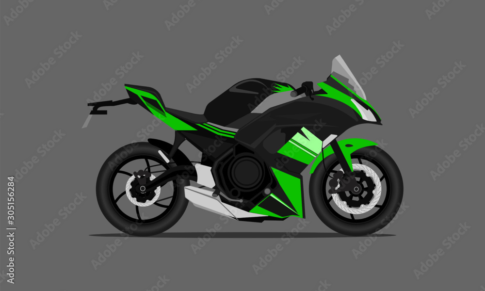 green black color big bike motor fast speed modern sytle. vector ...