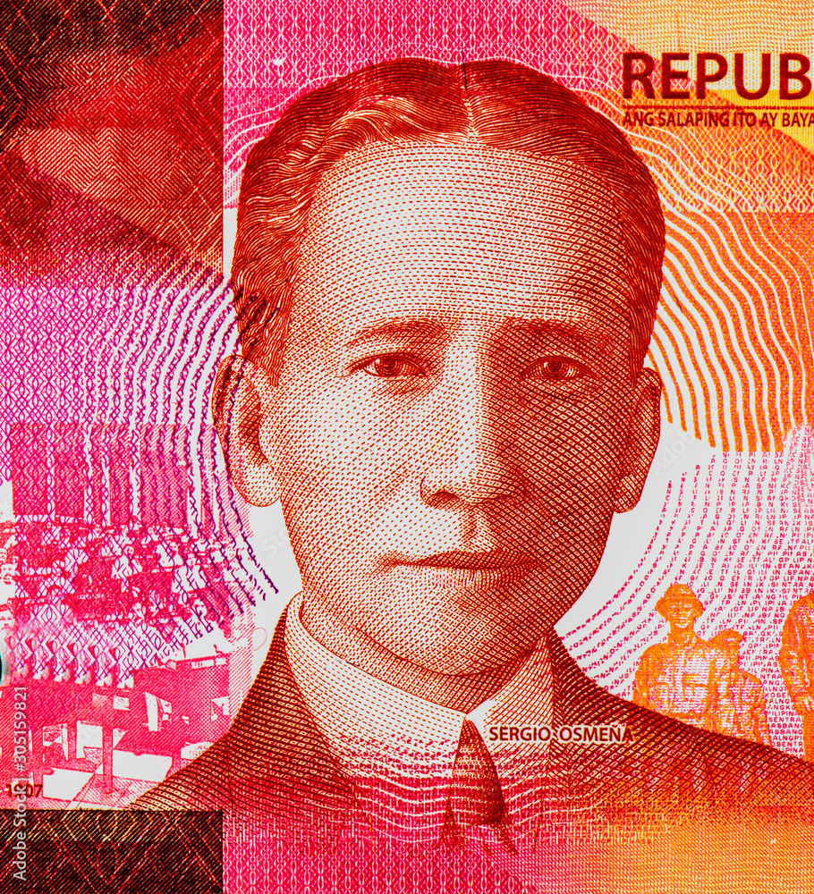 President Sergio Osmena. Portrait from Philippines 50 Piso 2010 ...