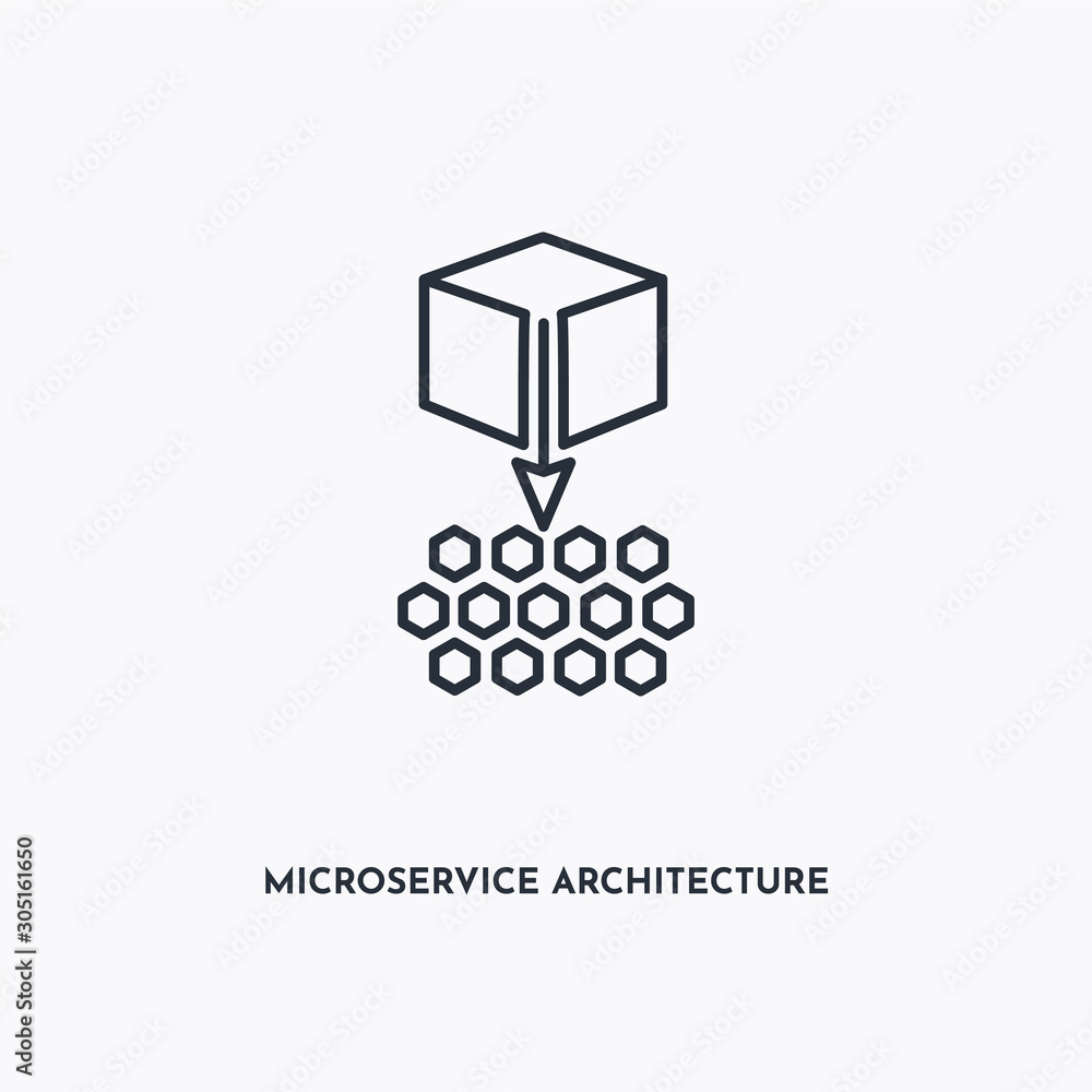 Microservice architecture outline icon. Simple linear element ...