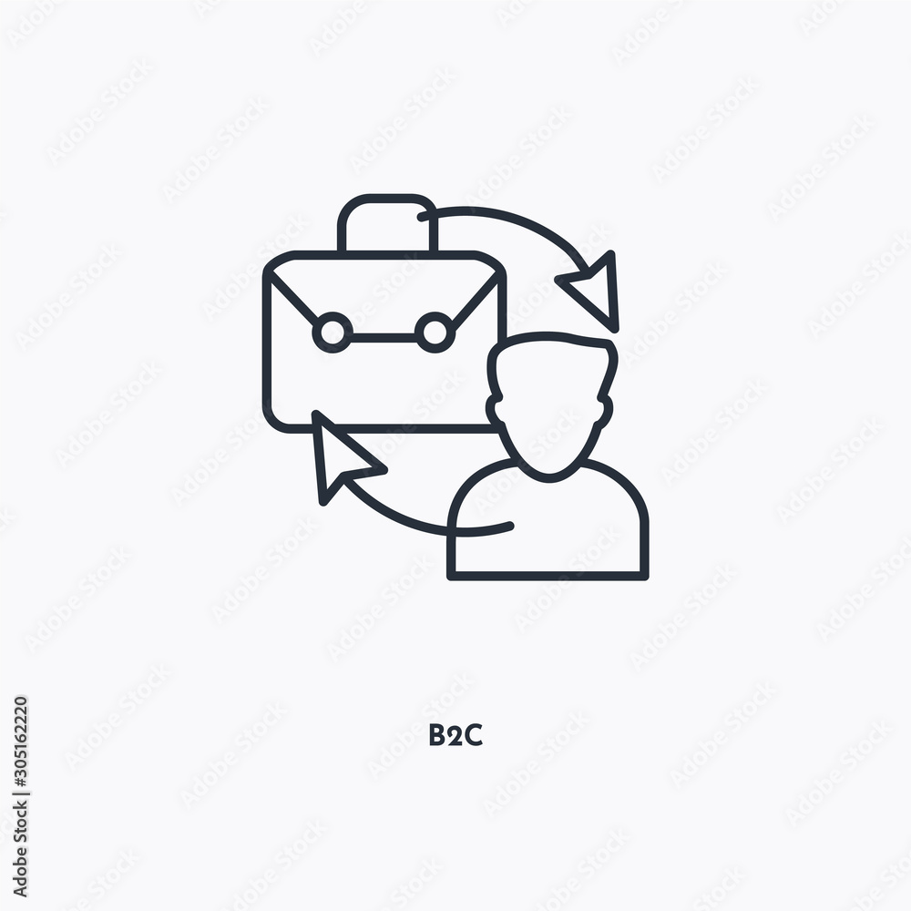 B2c outline icon. Simple linear element illustration. Isolated line B2c ...