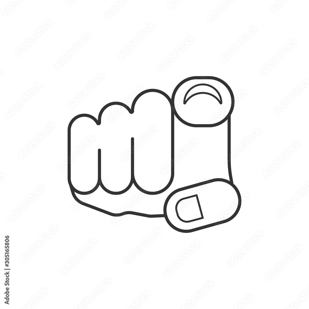 Finger point icon in flat style. Hand gesture vector illustration on ...
