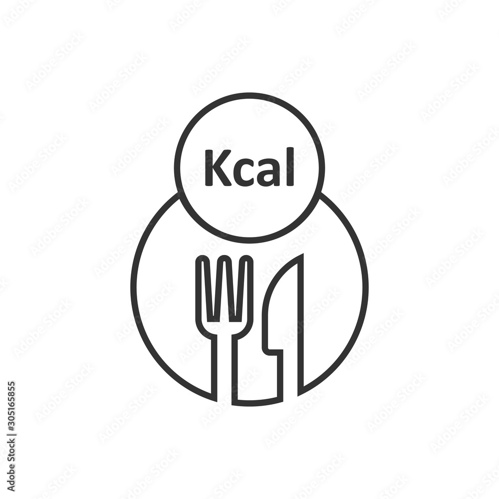 Kcal icon in flat style. Diet vector illustration on white isolated ...