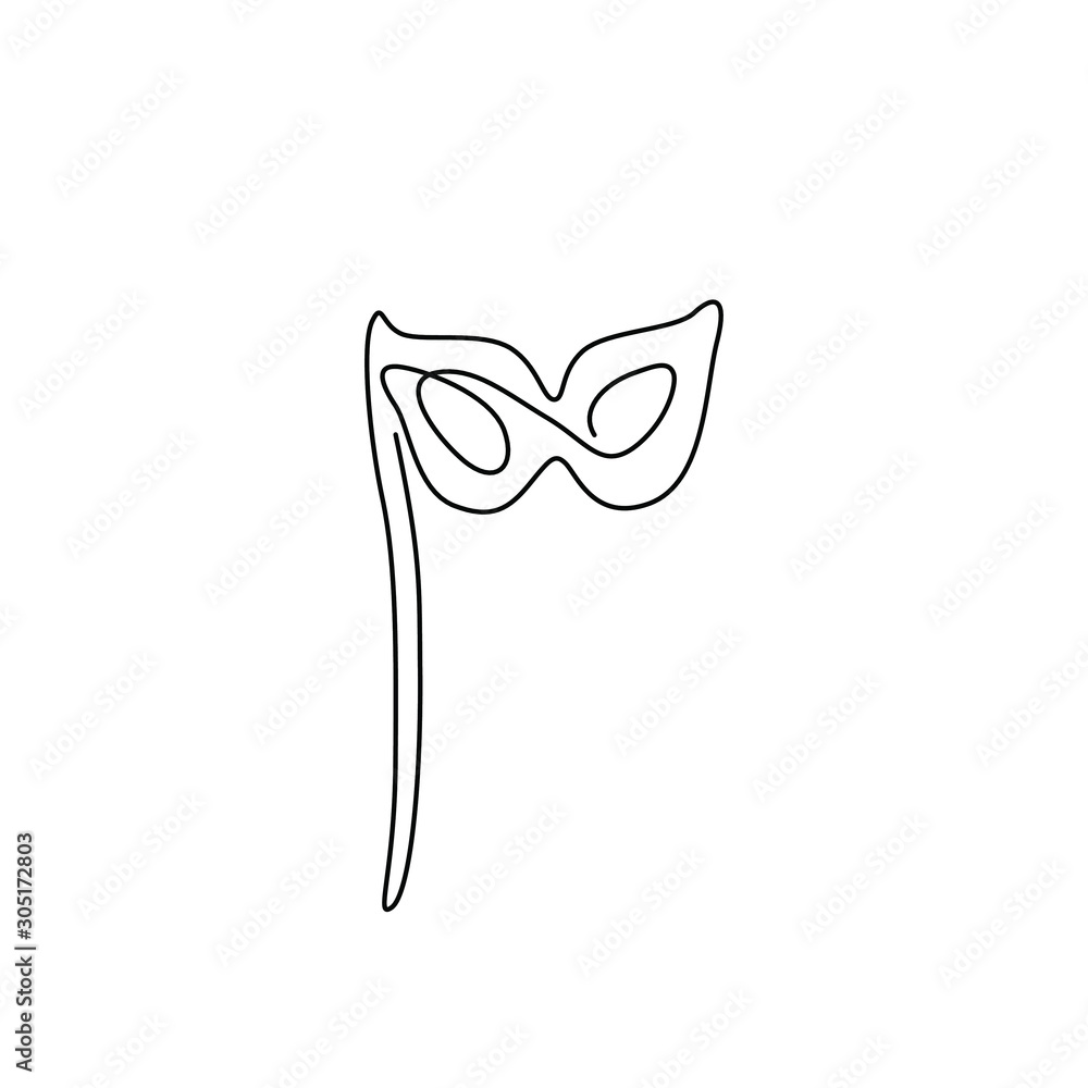 Vettoriale Stock Carnival mask, masquerade, drama mask with stick ...