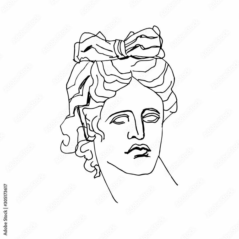 Apollo vector marble head. Work of art of ancient Greece era ...