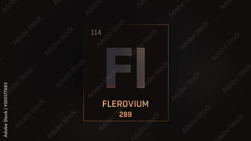 Flerovium as Element 114 of the Periodic Table. Seamlessly looping 3D ...