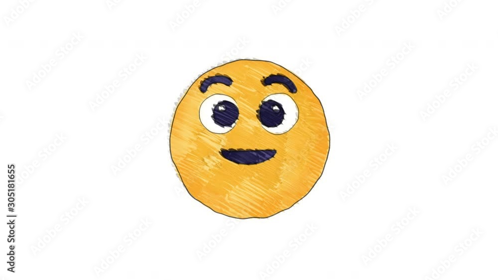 Stop motion animation of marker drawn Goofy love emoji on a whiteboard ...