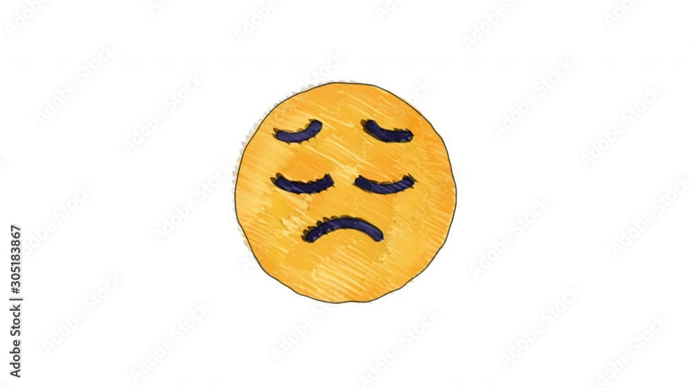 Stop motion animation of marker drawn Sad Cry emoji on a whiteboard ...
