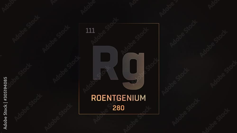 Roentgenium as Element 111 of the Periodic Table. Seamlessly looping 3D ...