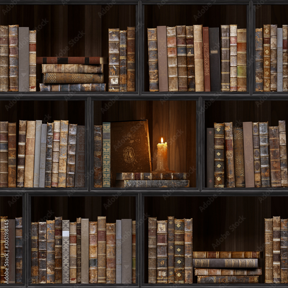 Fototapeta 06 of 30 Black wood bookshelf. Old books seamless texture ... Fototapeta 06 of 30 Black wood bookshelf. Old books seamless texture ...