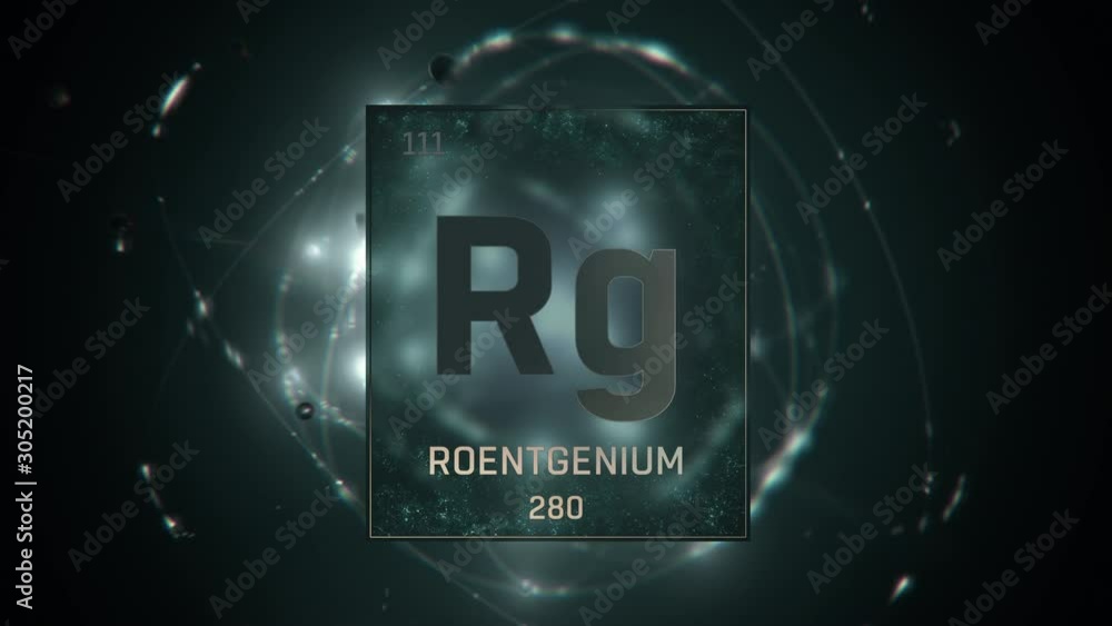 Roentgenium as Element 111 of the Periodic Table. Seamlessly looping 3D ...
