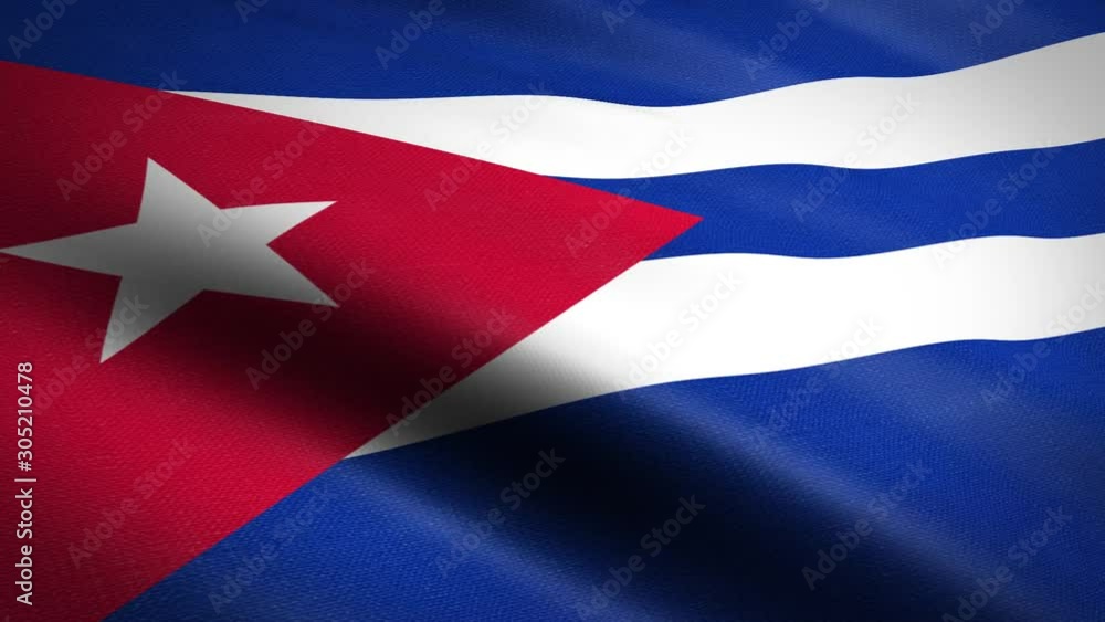 Flag of Cuba. Waving flag with highly detailed fabric texture seamless loopable video. Seamless ...