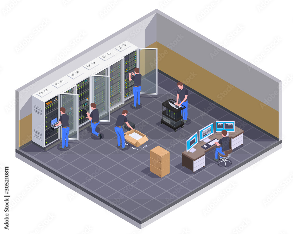 Data Center Isometric View Stock Vector | Adobe Stock