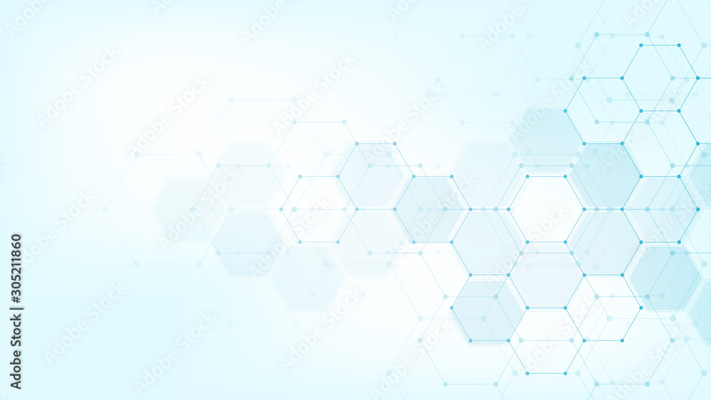 Abstract medical background with hexagons shape pattern. Concepts and ...