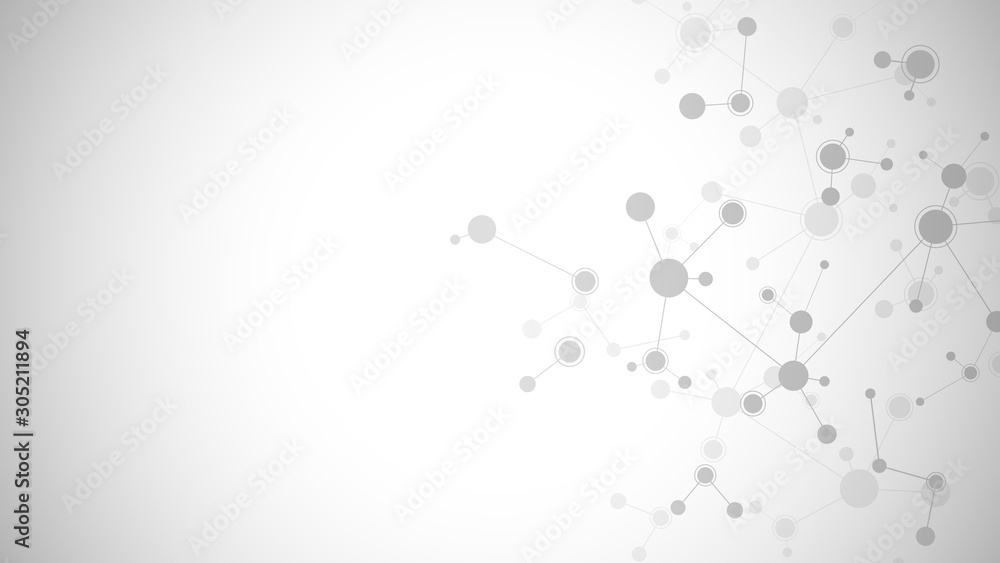 Abstract background of molecules. Molecular structures or DNA strand ...