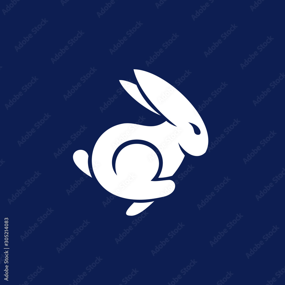 simple modern Rabbit Jump logo design Stock Vector | Adobe Stock