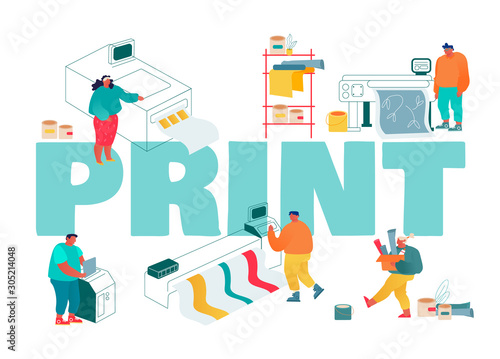 Print and Polygraphy Industry Concept. Printing House Production ...