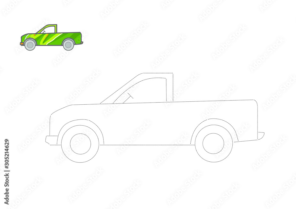 Vetor de Handwriting practice sheet. Coloring page. Pickup. Dot to dot ...