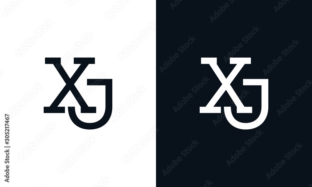 Line art letter XJ logo. This logo icon incorporate with two letter in ...