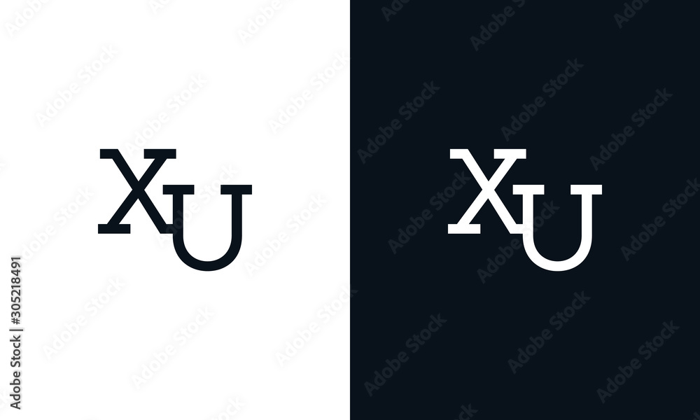 Line art letter XU logo. This logo icon incorporate with two letter in ...
