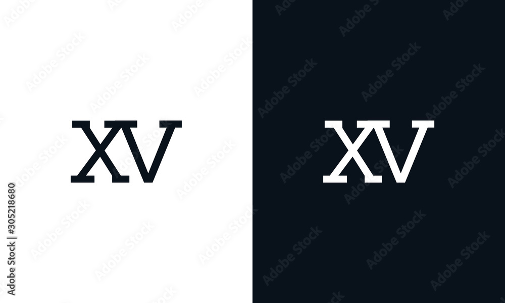 Line art letter XV logo. This logo icon incorporate with two letter in ...