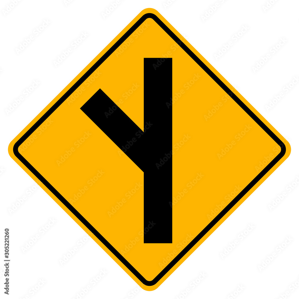 Y -Junction Traffic Road Sign,Vector Illustration, Isolate On White ...
