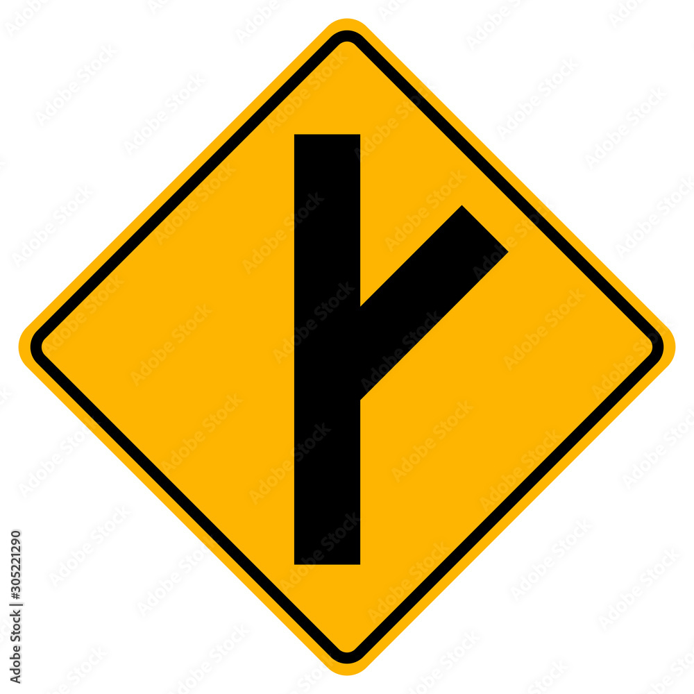 Y -Junction Traffic Road Sign,Vector Illustration, Isolate On White ...