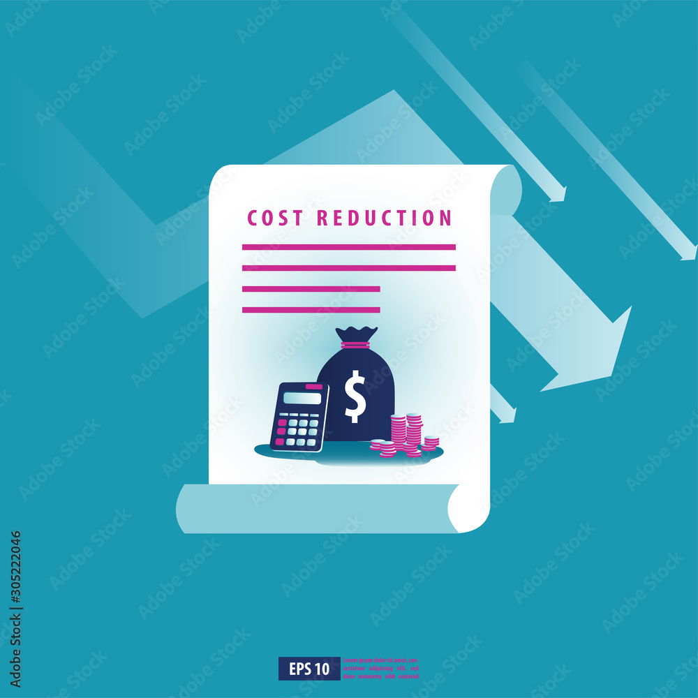 cost reduction strategy and analysis. pile of dollar coin fall down ...