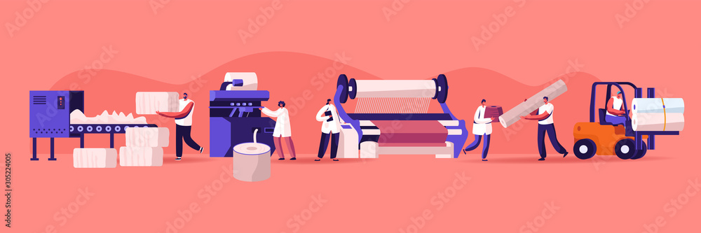 Modern Textile Factory. Automated Machine for Yarn Producing ...