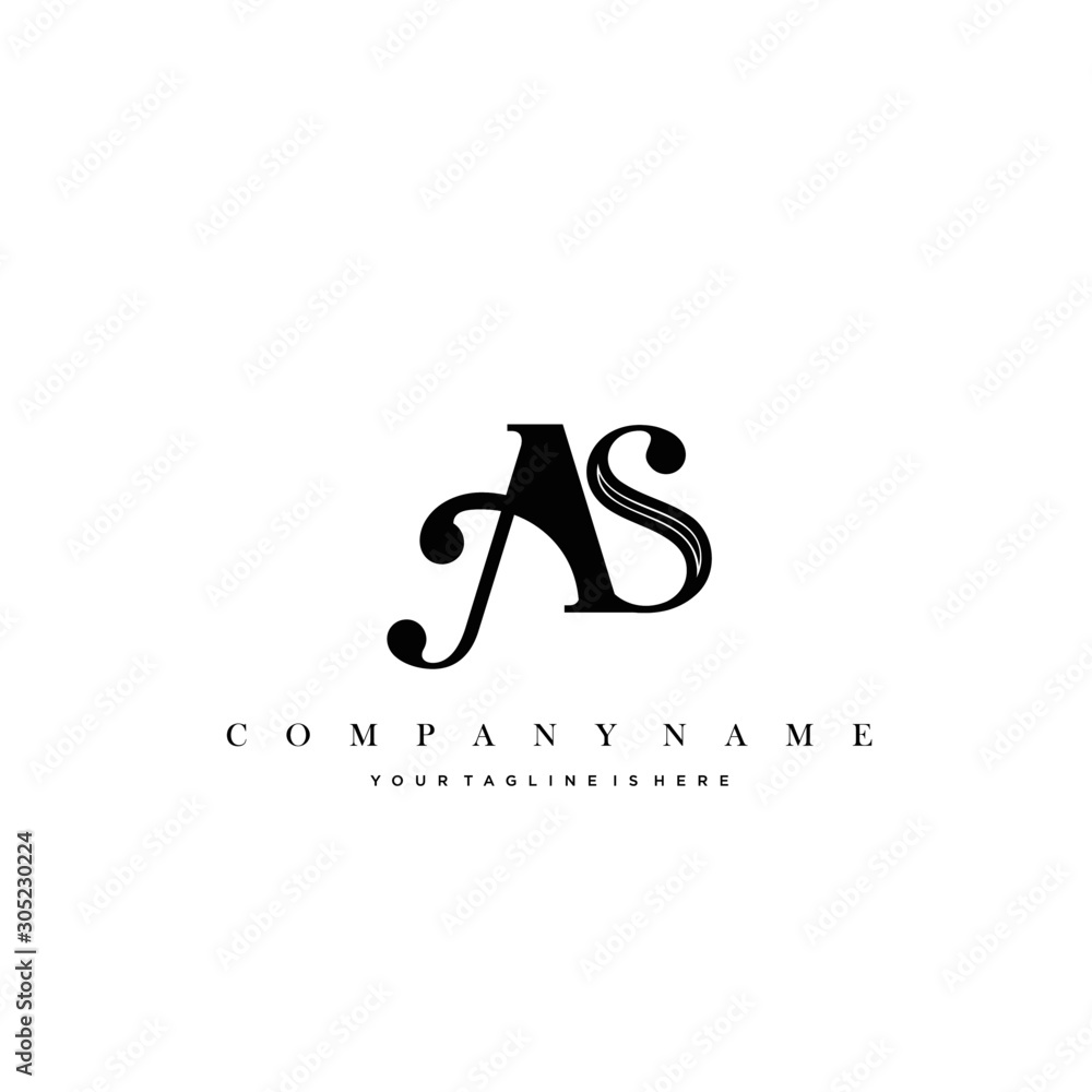 Initial Letter AS Logo Template Design Stock Vector | Adobe Stock