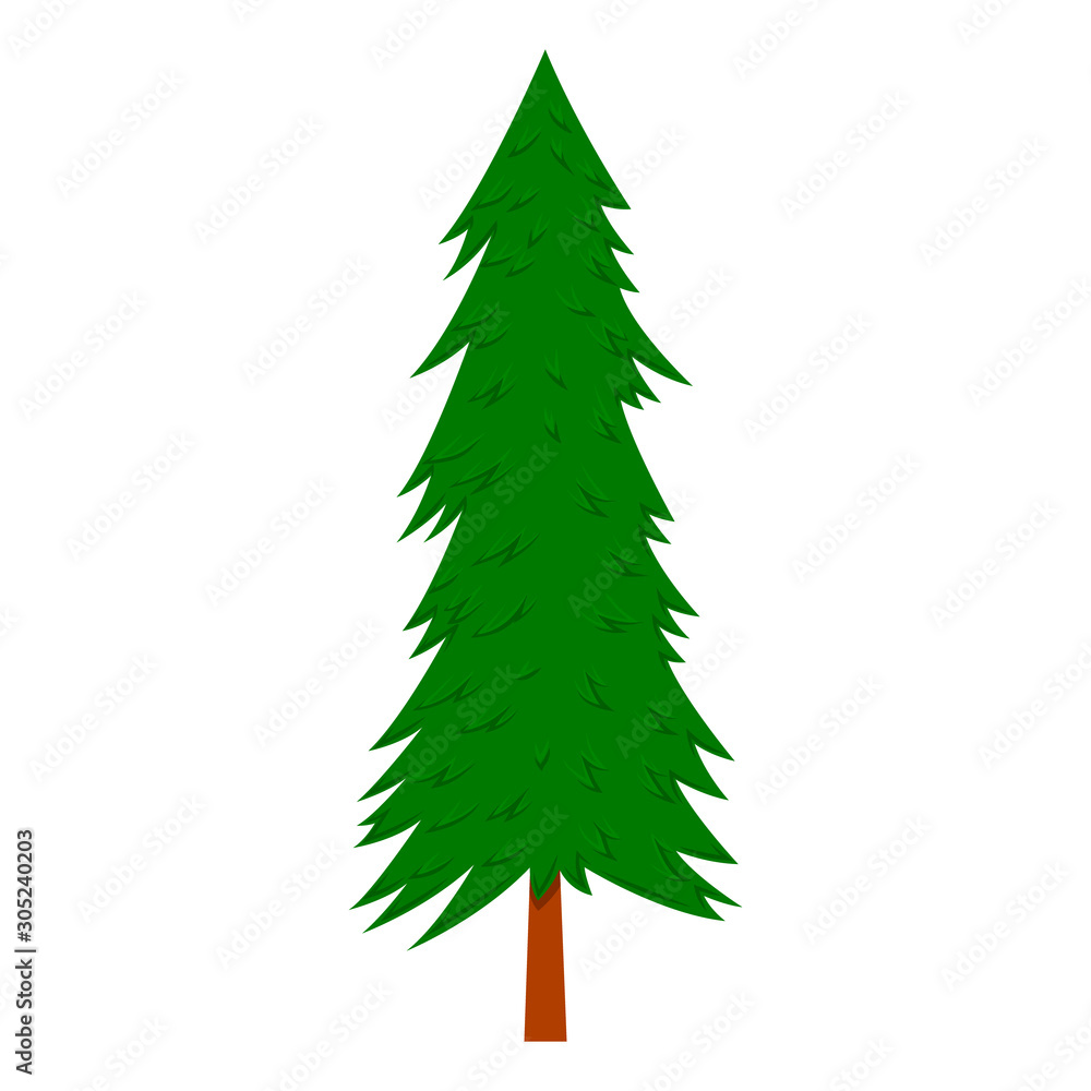 Illustration of pine tree in cartoon style isolated on white background ...