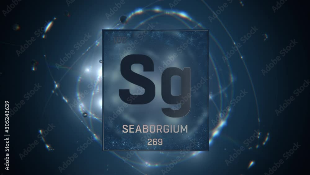 Seaborgium as Element 106 of the Periodic Table. Seamlessly looping 3D ...