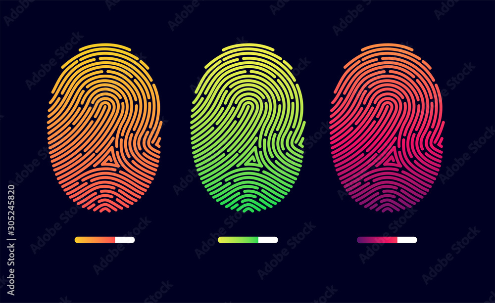 Fingerprints. Cyber security concept. Digital security authentication ...