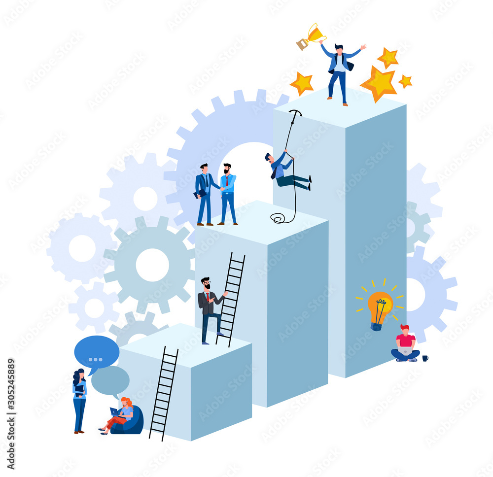 Employee's path to success. Flat modern design vector illustration of ...