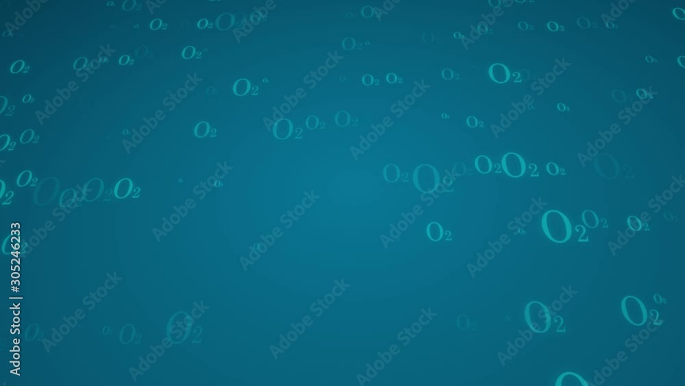 Oxygen animation background with oxygen formula. Oxygen, flying ...